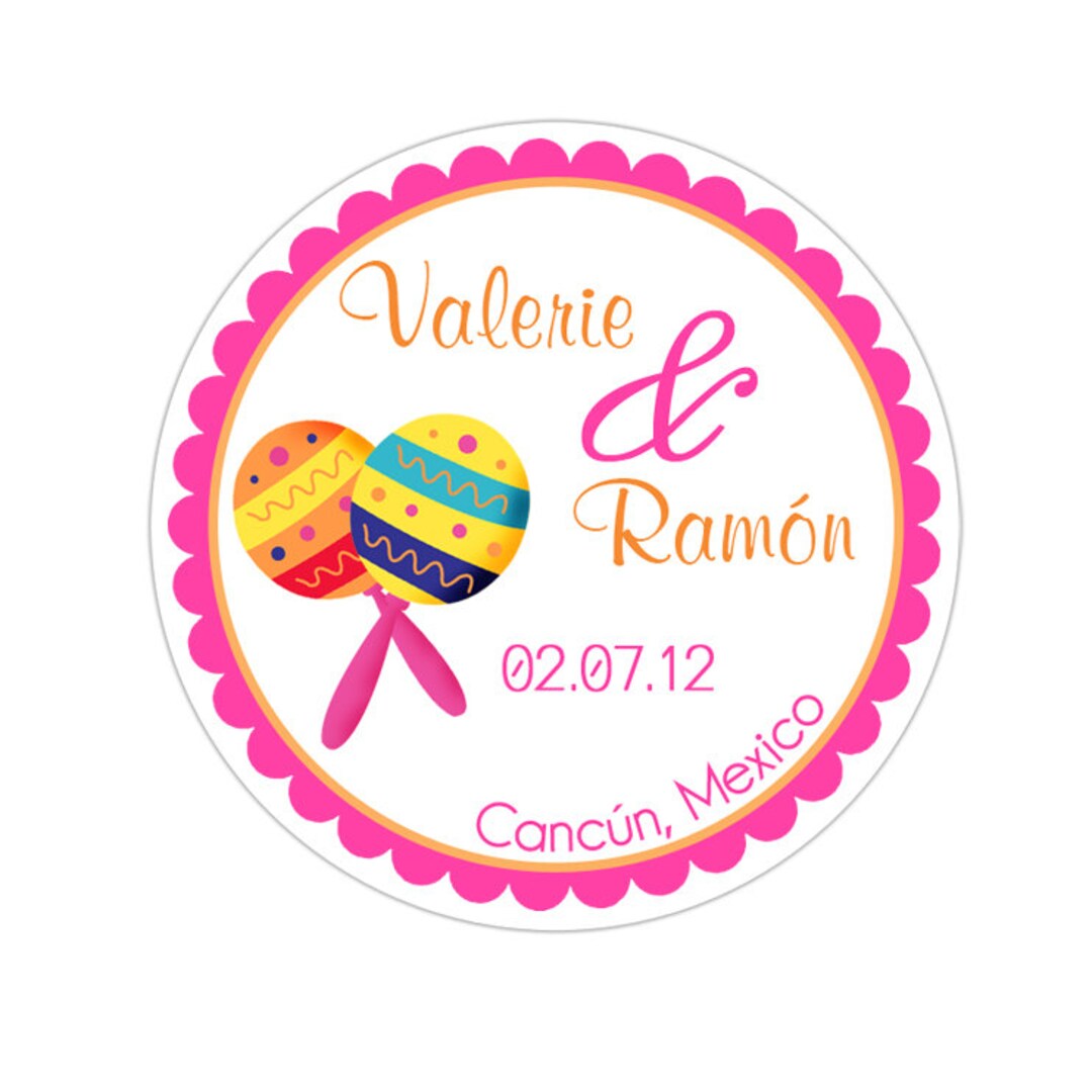 Maracas Personalized Wedding Favor Stickers, Thank You Wedding Stickers ...