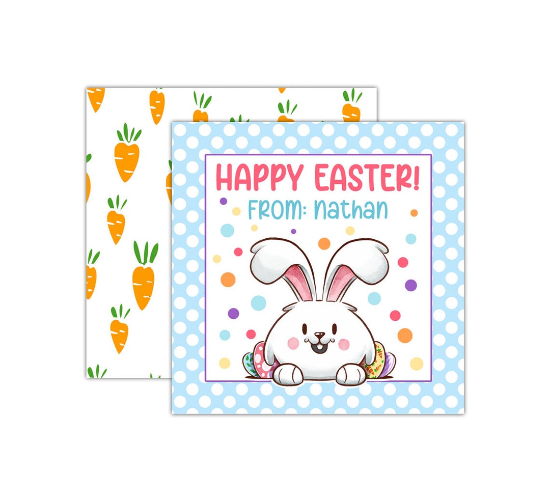 Personalized Happy Easter Tags, Easter Cards, Easter Bunny Gift Tags ...