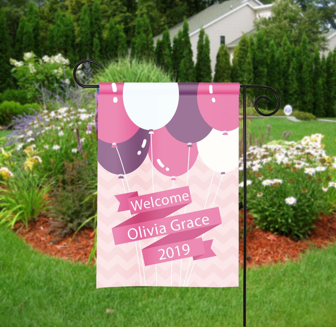 Personalized Baby Shower Garden Flag, Baby Announcement Flag, Party ...