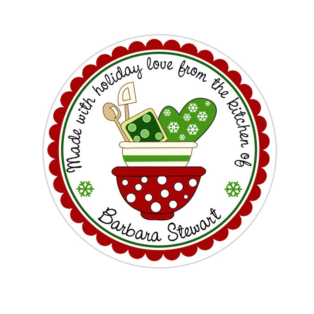 Personalized Holiday Mixing Bowls Stickers, Christmas Gift Stickers ...
