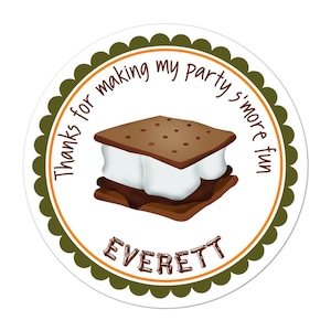 Smores Stickers, Camping Birthday Party, Outdoor Party Stickers ...