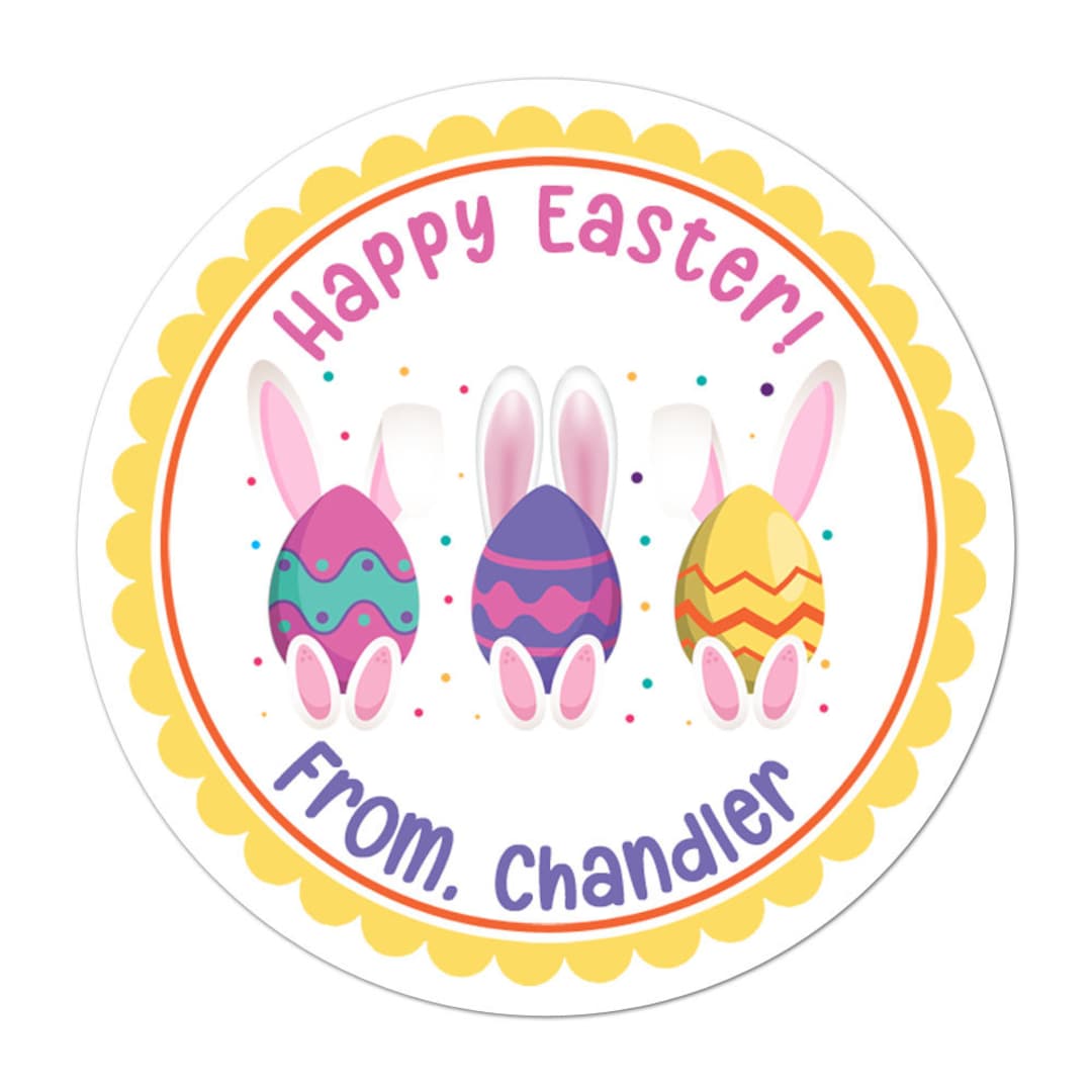 Happy Easter Stickers, Personalized Easter Eggs Easter Stickers, Easter ...