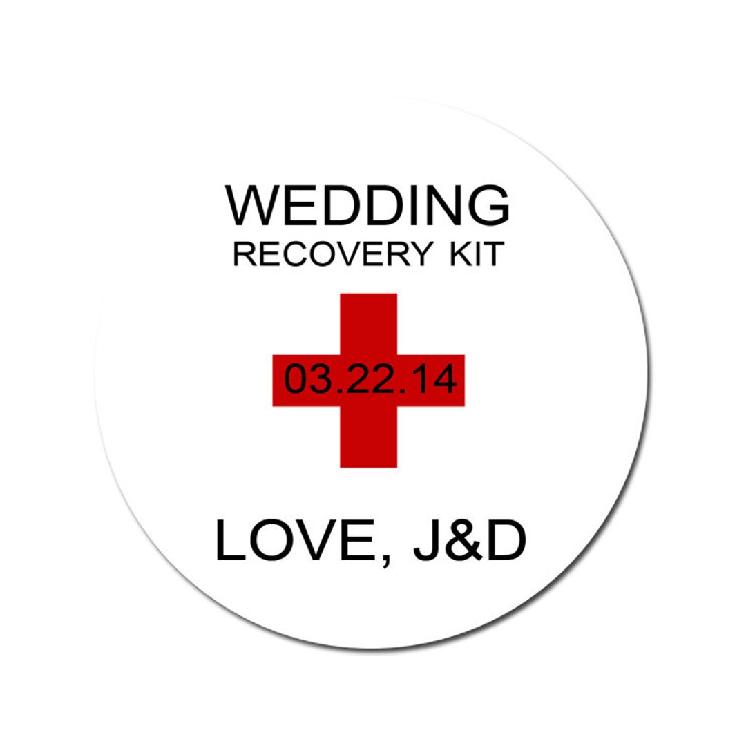 Recovery Hangover Kit Personalized Wedding Favor Stickers, Thank You ...