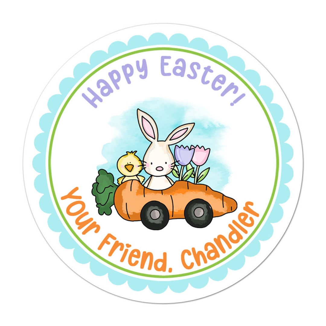 Happy Easter Stickers, Personalized Easter Bunner Carrot Car Easter ...
