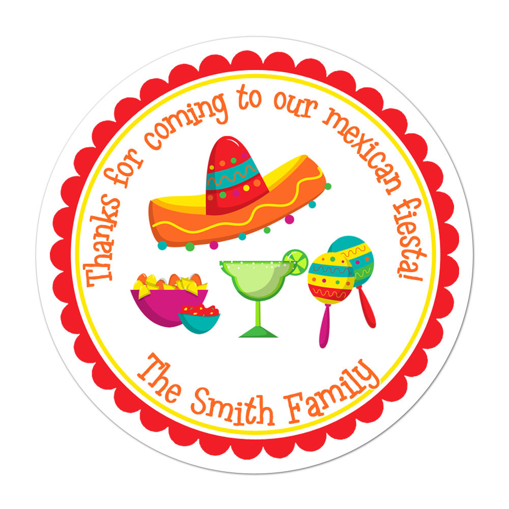 Mexican Fiesta Stickers, Mexican Birthday Party, Fiesta Party Stickers ...
