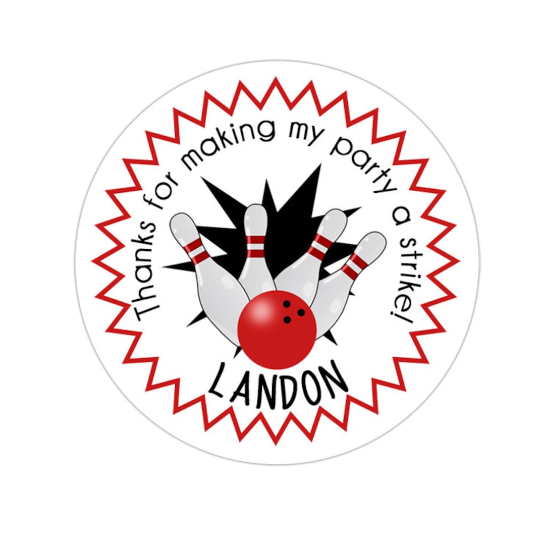 Red Bowling Stickers, Bowling Birthday Party, Bowling Party Stickers ...