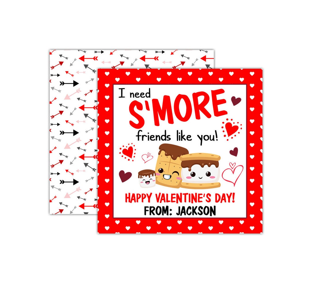 Personalized Valentines Day Tags, Smores Valentine Cards, Smores ...