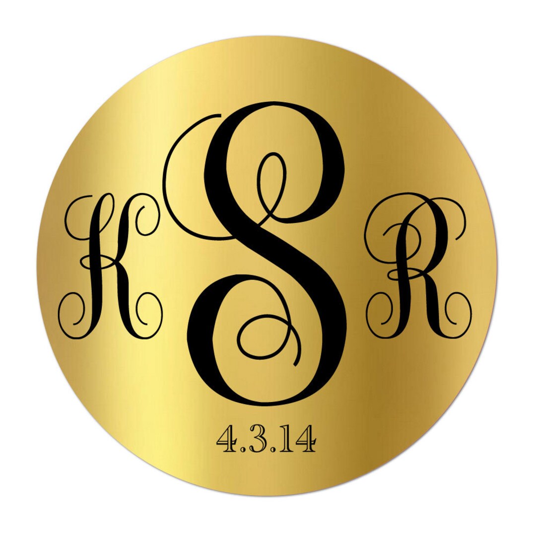 Personalized Gold Foil Monogram Wedding Favor Stickers, Gold Foil ...
