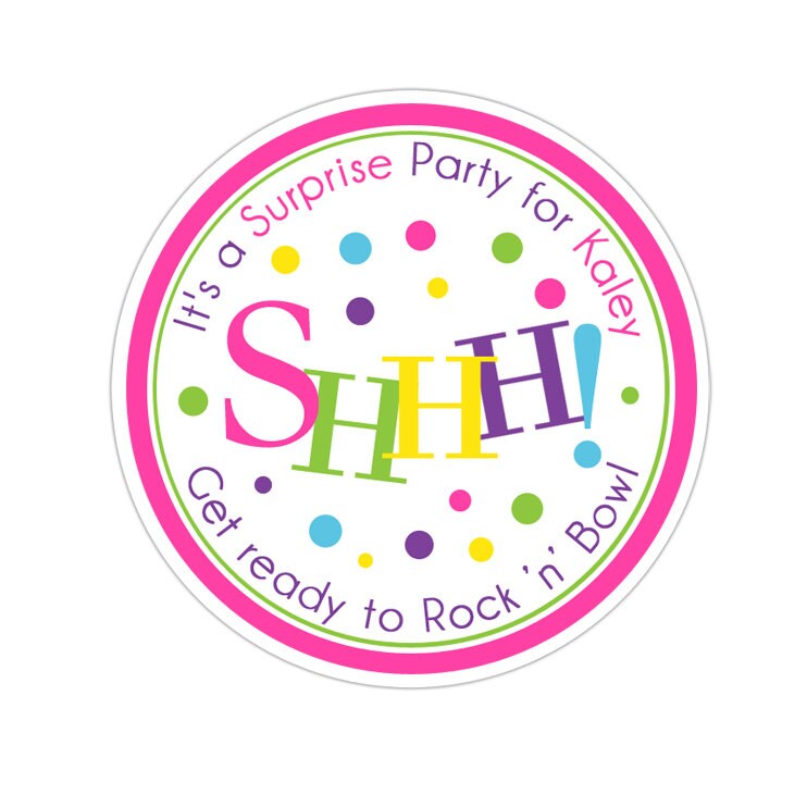 Surprise Party Stickers Surprise Birthday Party Personalized - Etsy
