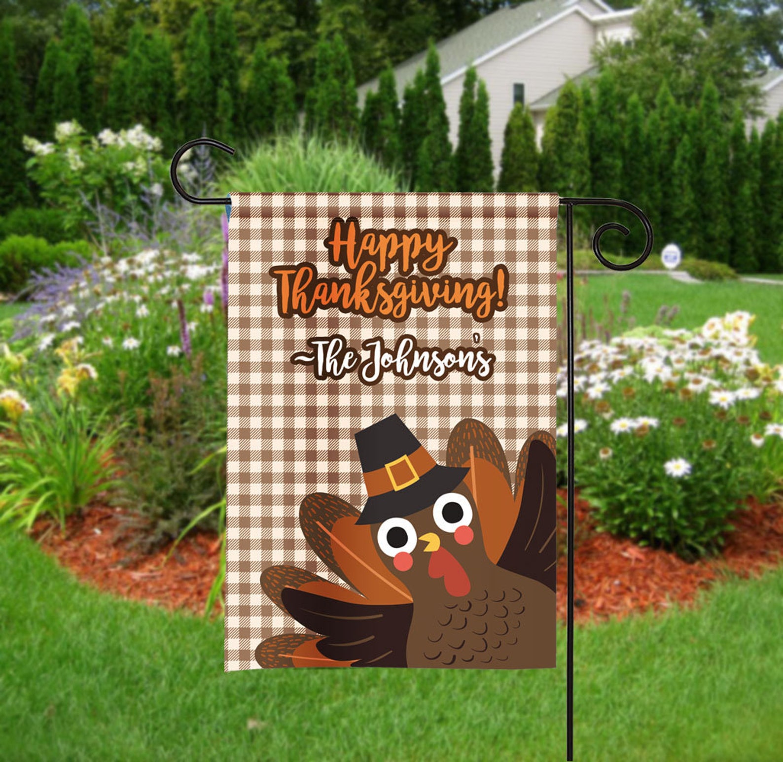 Personalized Thanksgiving Garden Flag, Autumn Garden Flag, Thanksgiving ...