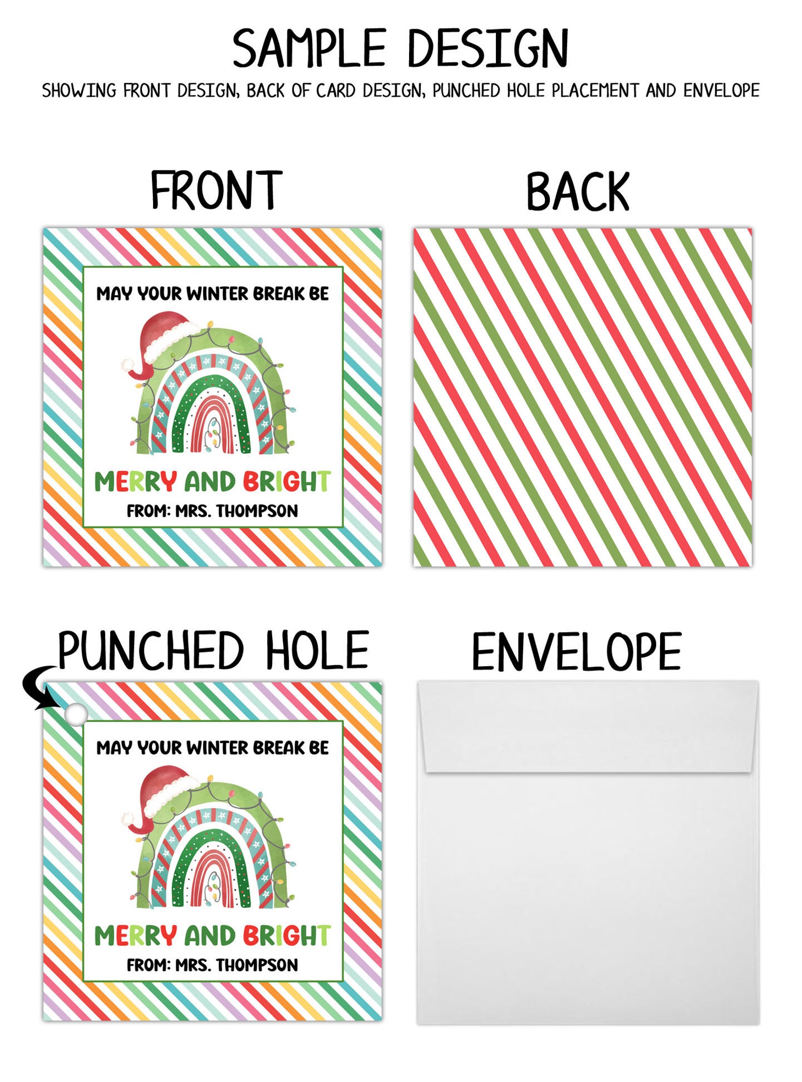 Personalized Christmas Gift Tags, Teacher Holiday Gift Tags, Merry and ...