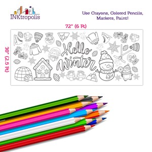 Winter Coloring Banner, Winter Poster, Winter Coloring Paper Tablecloth ...
