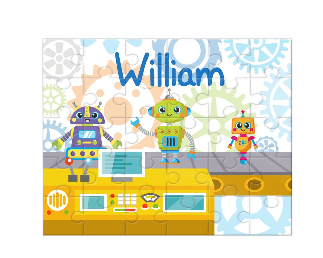 Personalized Robot Puzzle, Robot Jigsaw Puzzle, Robot Puzzle for Kids ...