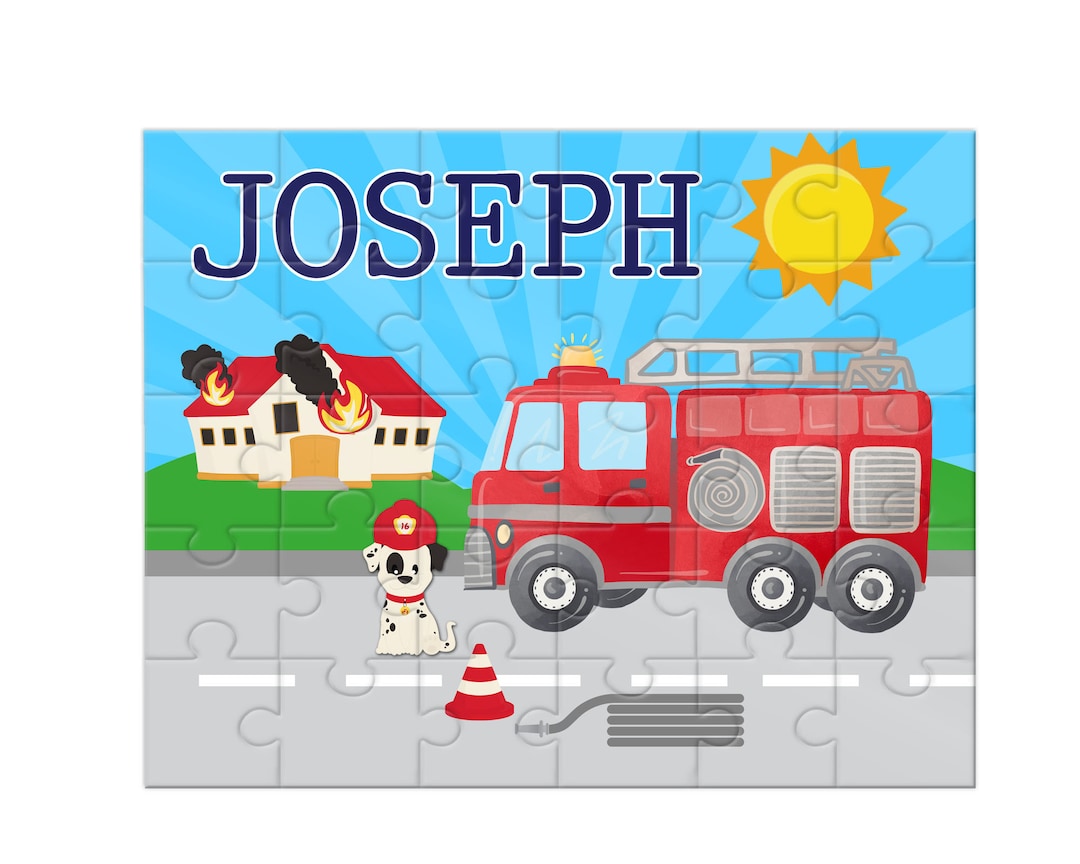 Personalized Fire Truck Puzzle, Fire Truck Jigsaw Puzzle, Fire Truck ...