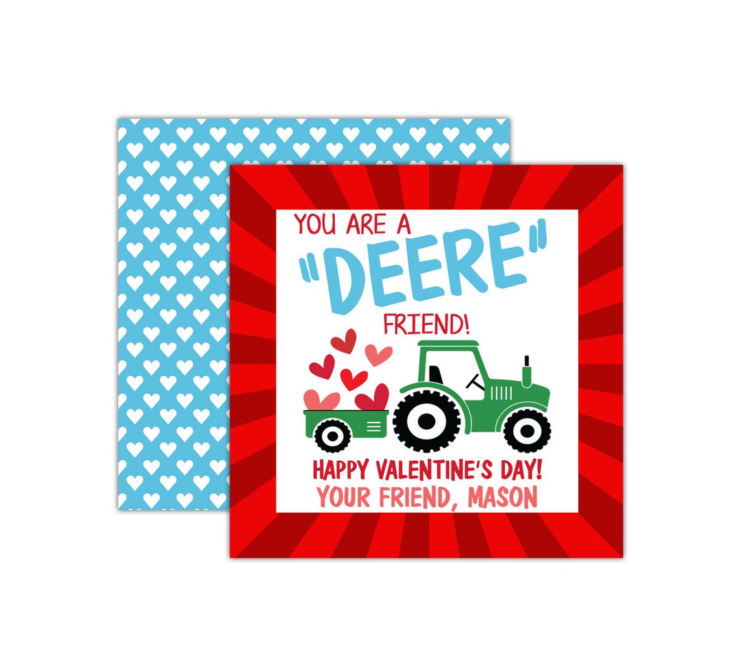 Personalized Valentines Day Tags, Tractor Valentine Cards, Tractor ...