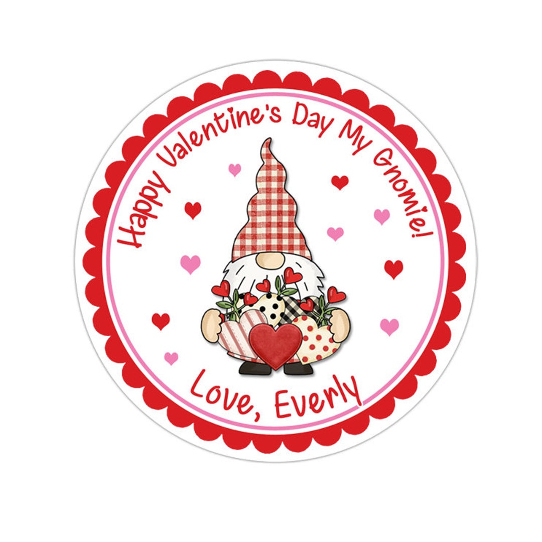 Valentines Day Stickers, Personalized Gnome Valentines Stickers ...