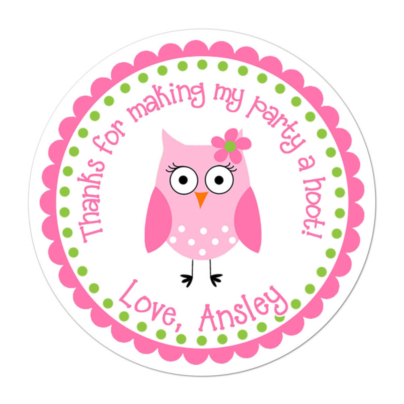 Personalized Pink Owl Stickers Owl Birthday Party Owl Party | Etsy