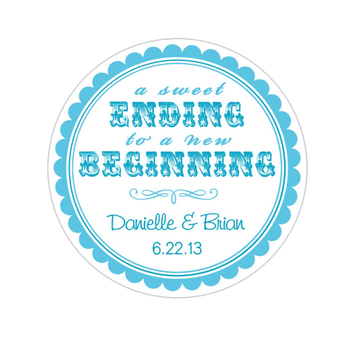 Sweet Ending to a New Beginning Scallop Border Personalized Wedding ...