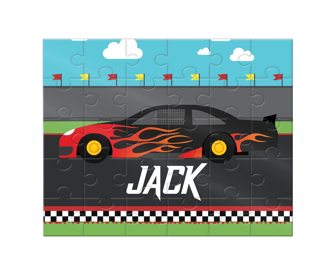 Personalized Race Car Puzzle, Race Car Jigsaw Puzzle, Racing Puzzle for ...