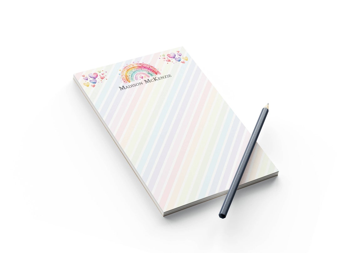 Personalized Rainbow Notepad, Custom Rainbow Notepad With Name, Girls ...