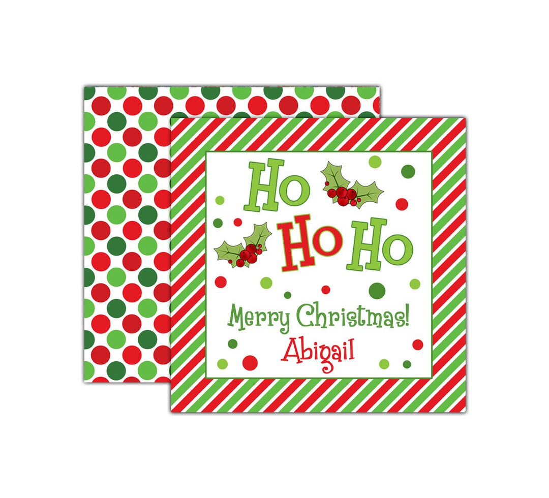 Personalized Christmas Gift Tags, Holiday Gift Tags, Ho Ho Ho Holiday ...