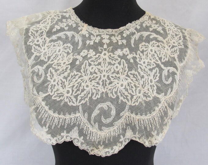 Vintage Ivory Lace Bib Collar Cream Scalloped Floral - Etsy