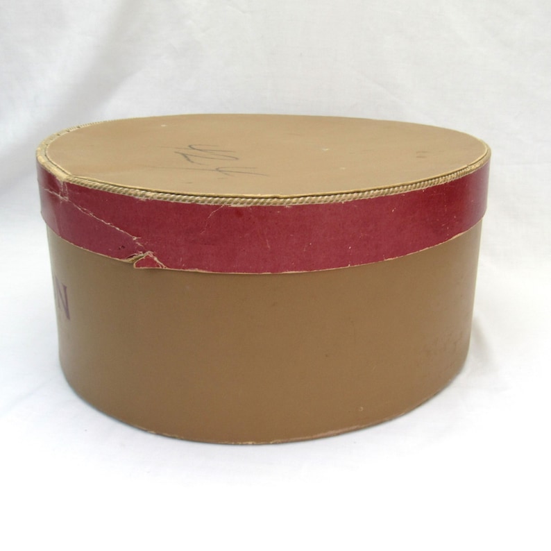 Vintage Stetson Hat Box Oval Brown and Red Storage Container - Etsy