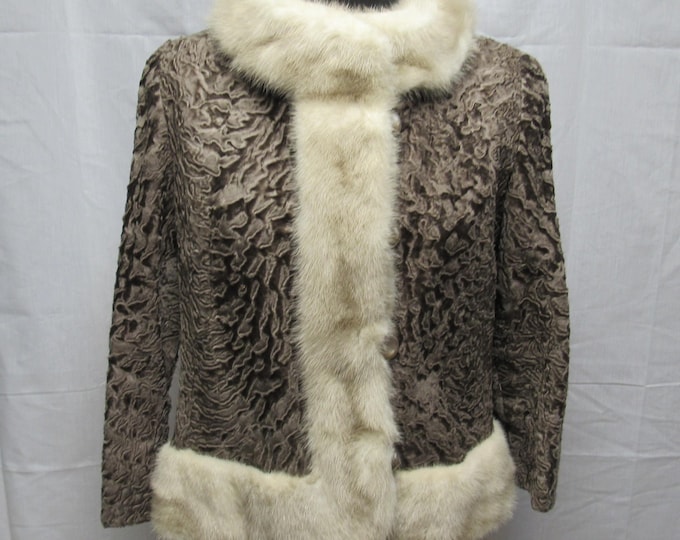Vintage Real Persian Lamb Fur Jacket With White Mink Trim 1950s 1960s ...