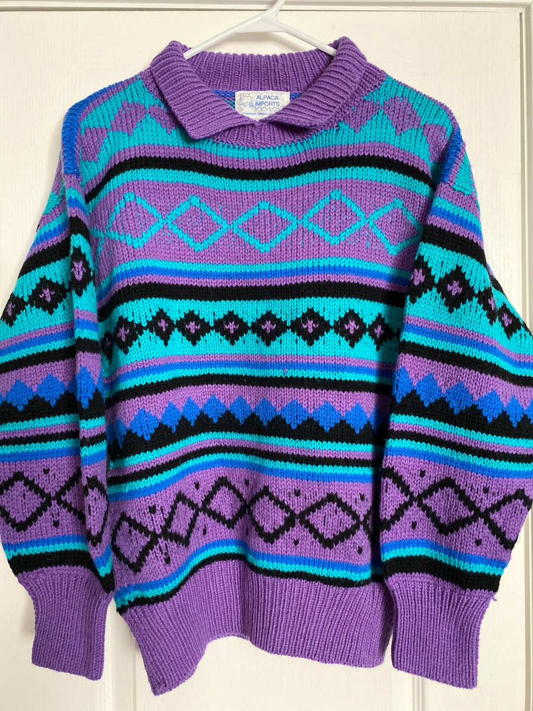 Vtg Alpaca Imports Hand Knit Womens Med Sweater 100% Alpaca - Etsy