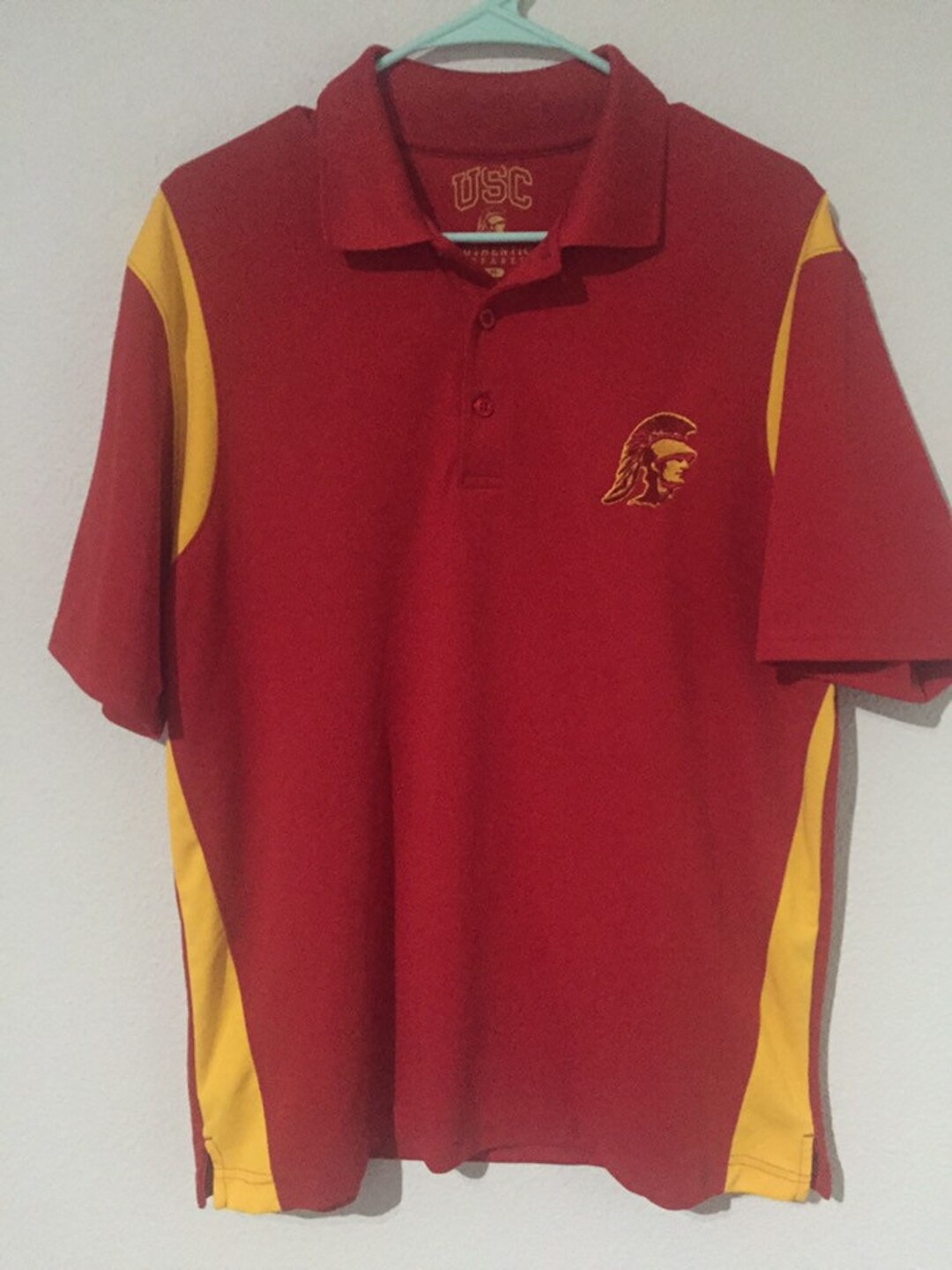 USC Trojans Authentic Apparel NCAA Embroidered Mascot Logo Red Polo ...