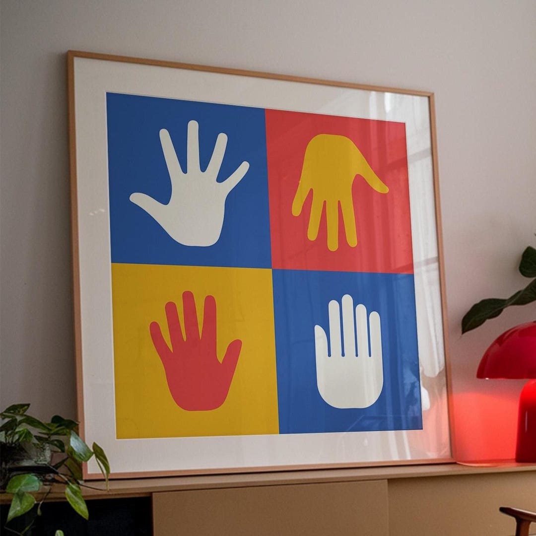 Fun Retro Poster Colorful Square Print – Maximalist Decor vibrant ...