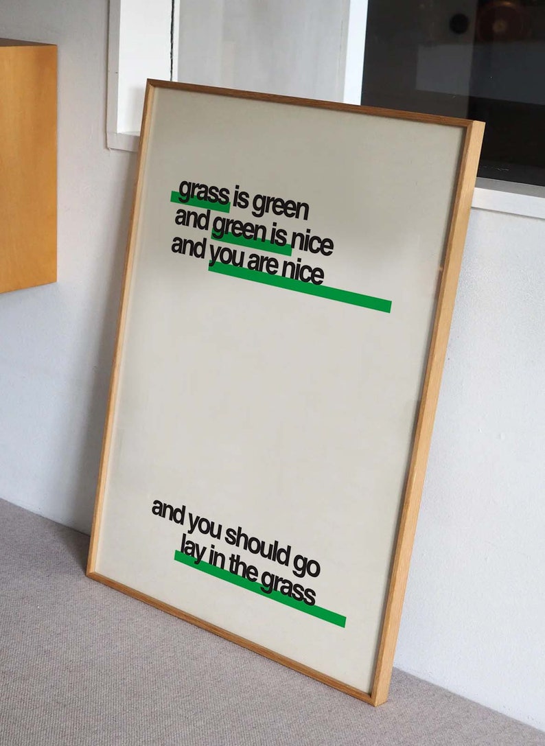 Grass is Green Poster – Green Aesthetic Vintage Style Poster ...