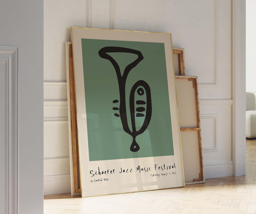 Sage Green Wall Art Trumpet Poster Exhibition Jazz Festival Poster ...