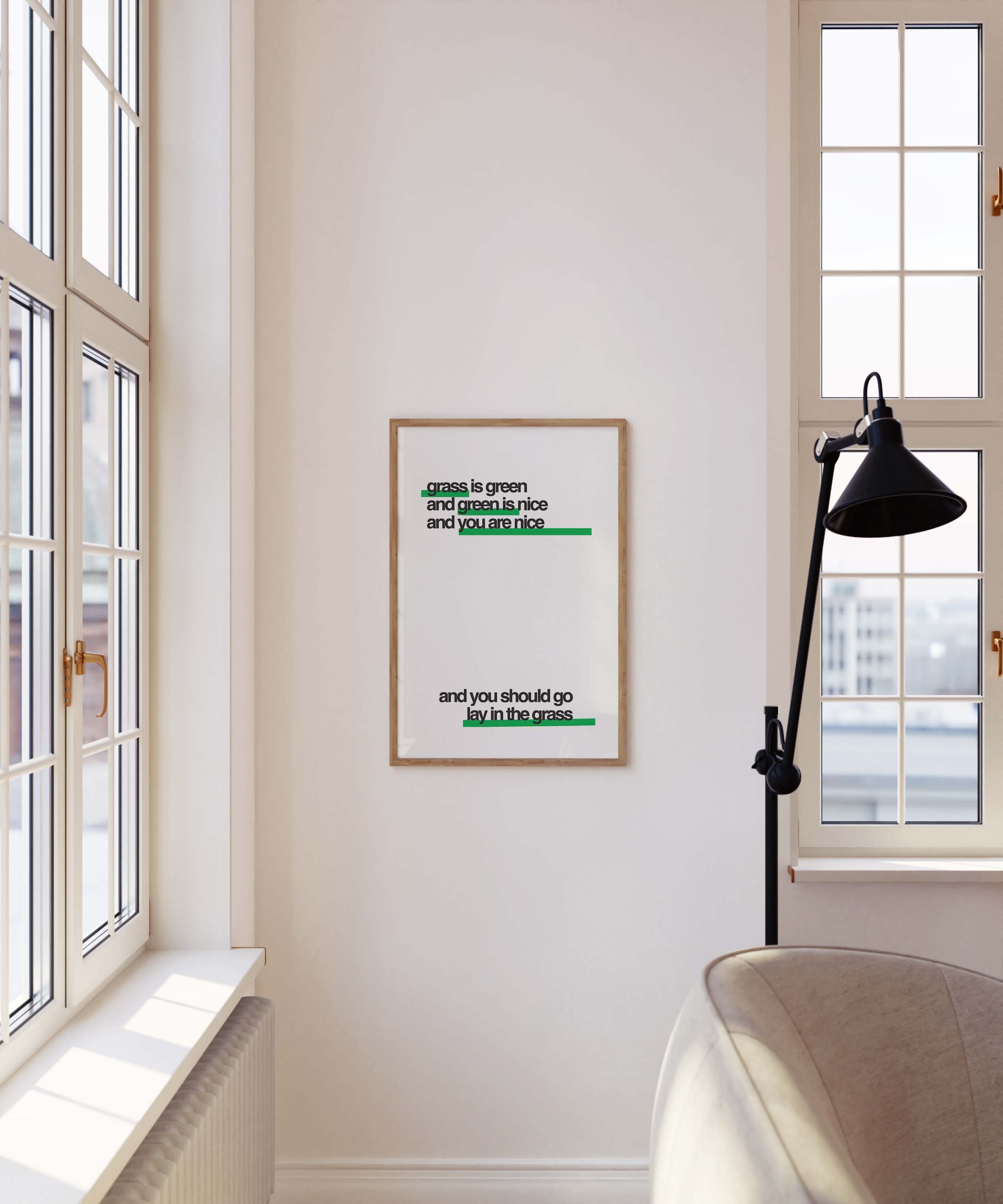 Grass is Green Poster – Green Aesthetic Vintage Style Poster ...