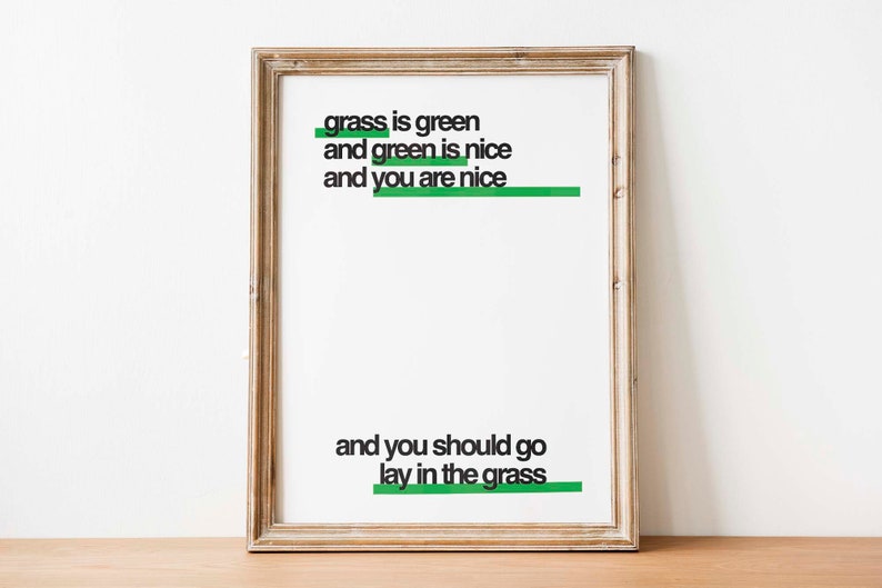 Grass is Green Poster – Green Aesthetic Vintage Style Poster ...