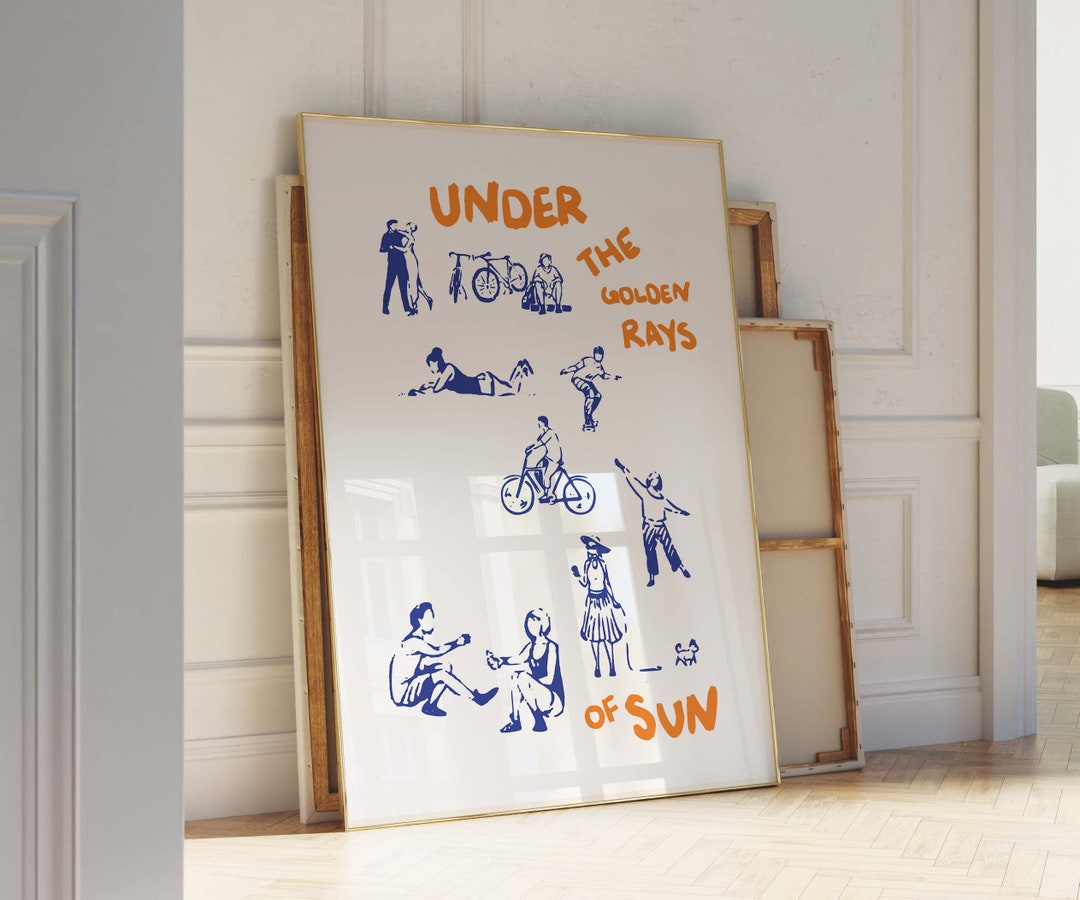 Orange and Blue Wall Art Exhibition Poster Aesthetic Home Wall Decor ...