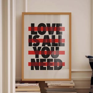 Love is All You Need, Positive Affirmation Wall Art Retro, Exhibition ...
