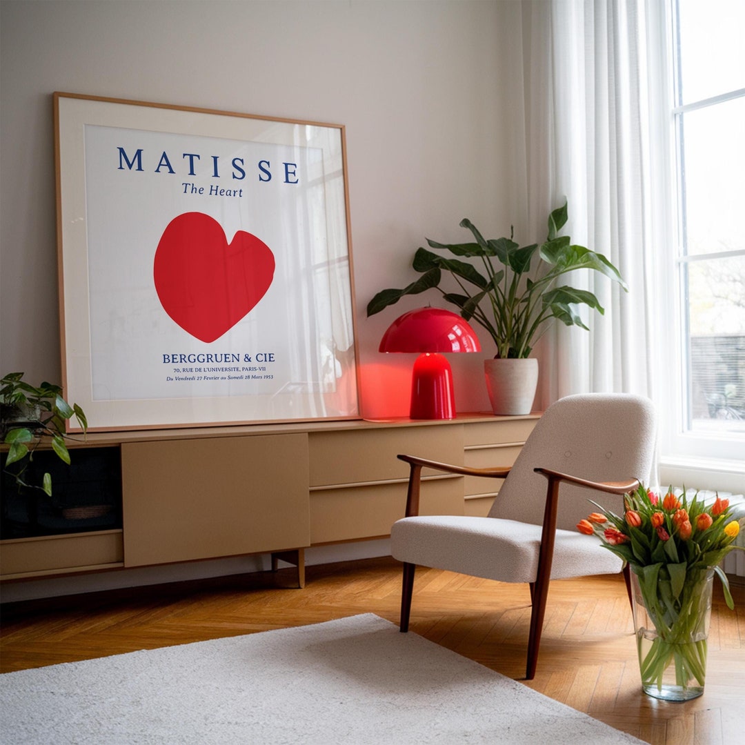Matisse Heart Poster Red Blue Square Print Heart Print Square Poster ...