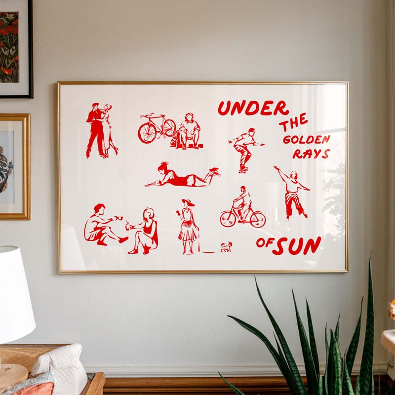 Red Sun Vintage Sketch - Etsy