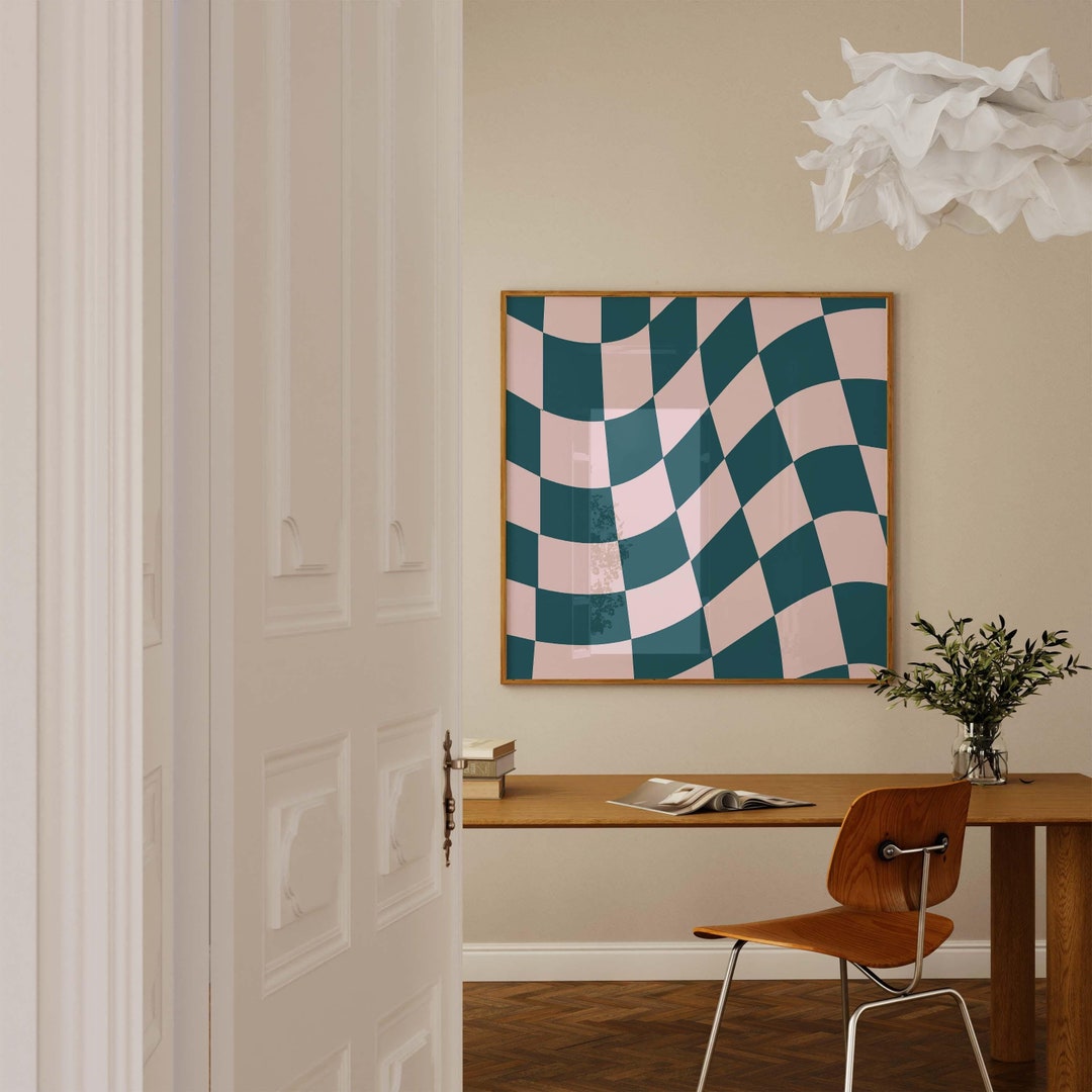 Pink Blue Abstract Print, Preppy Poster, Digital Art Download, Trendy ...