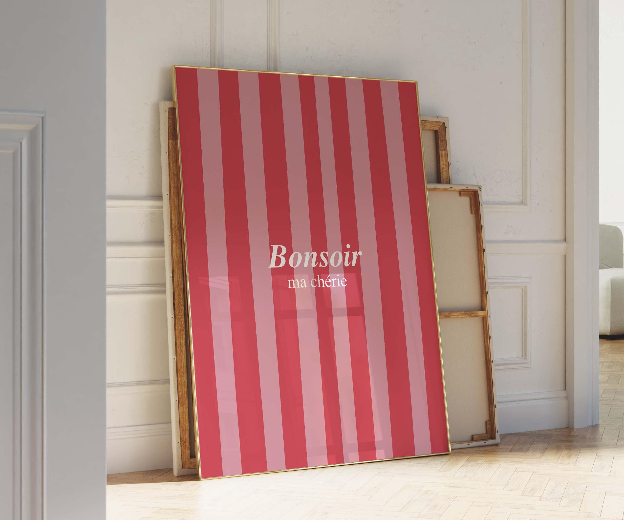 Pink Striped Poster – pink Red Striped Art Print – Joyful Preppy Room ...
