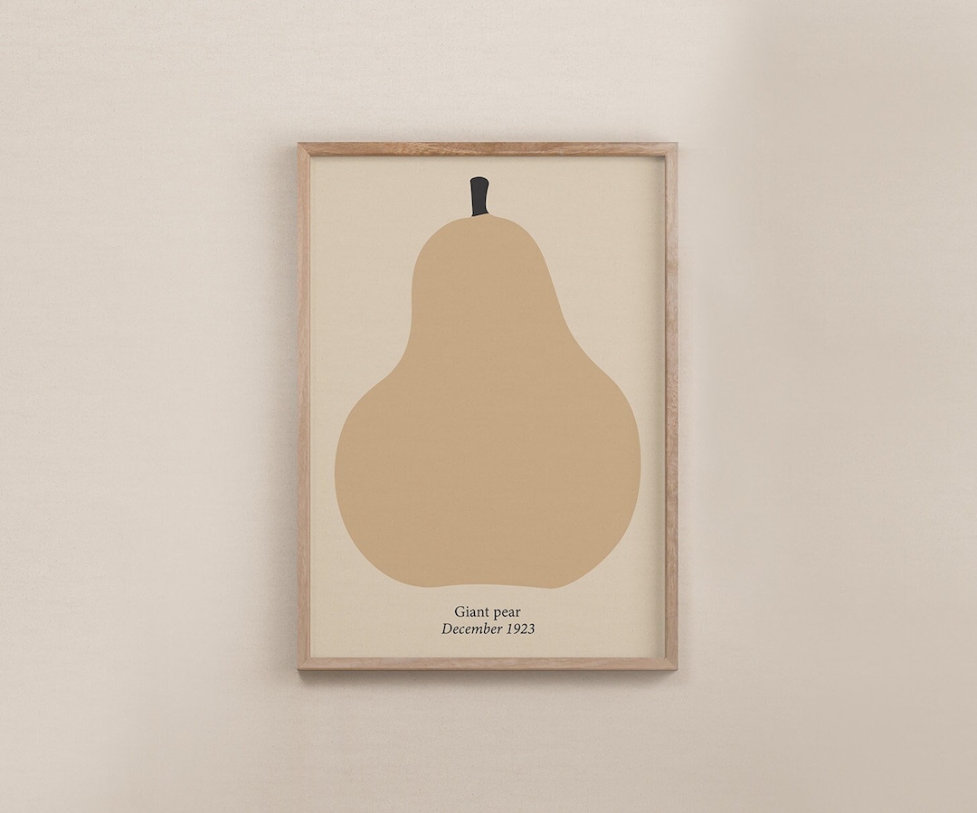 Beige Print Pear Poster Abstract Fruit Art beige Poster Art for Living ...