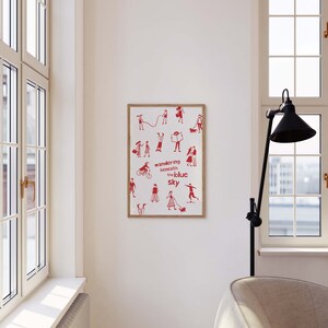 Trendy Red Poster – Exhibition Wall Art – Red Hand Drawn Sketch ...