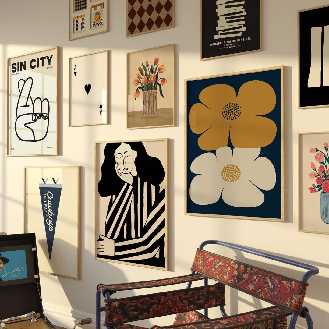 Gallery Wall Set, Bundle Mix Set, Eclectic Wall Art, Exhibition French ...