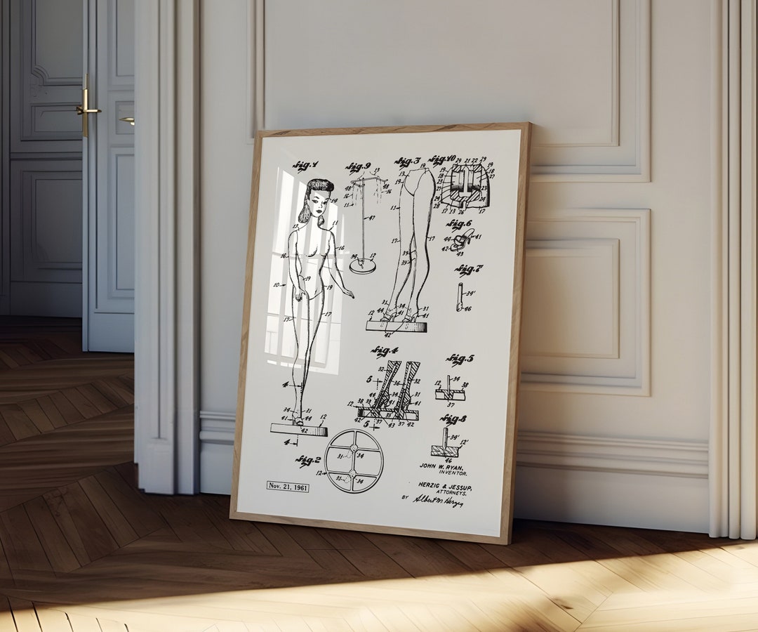 Doll Poster 1959 Doll Art Retro Wall Print Preppy Pink Print Vintage ...