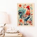Rooster Folk Art Print / Scandinavian Norwegian Folk Art Chicken ...