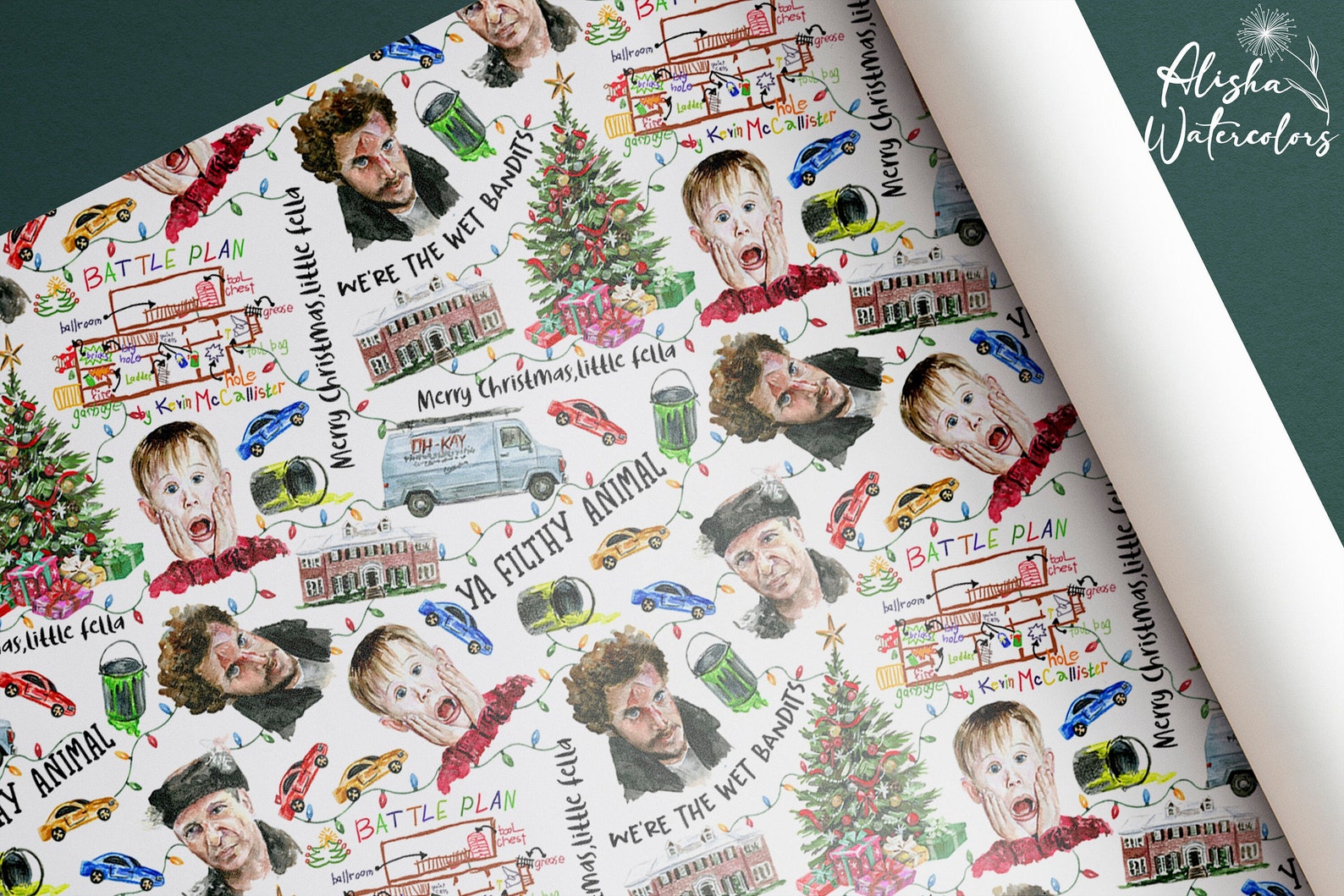 Home Alone Christmas Movie Wrapping Paper, Kevin Mccallister Holiday ...