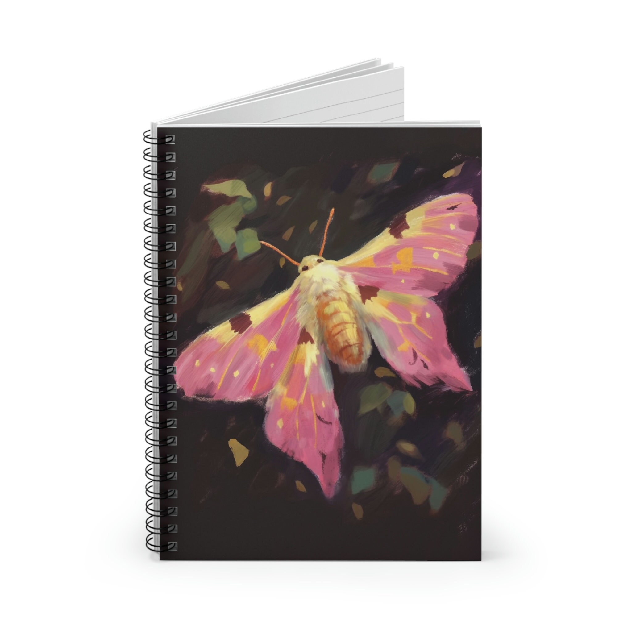 Rosy Maple Moth Spiral Notebook, Pink and Yellow Moth Aesthetic Journal ...