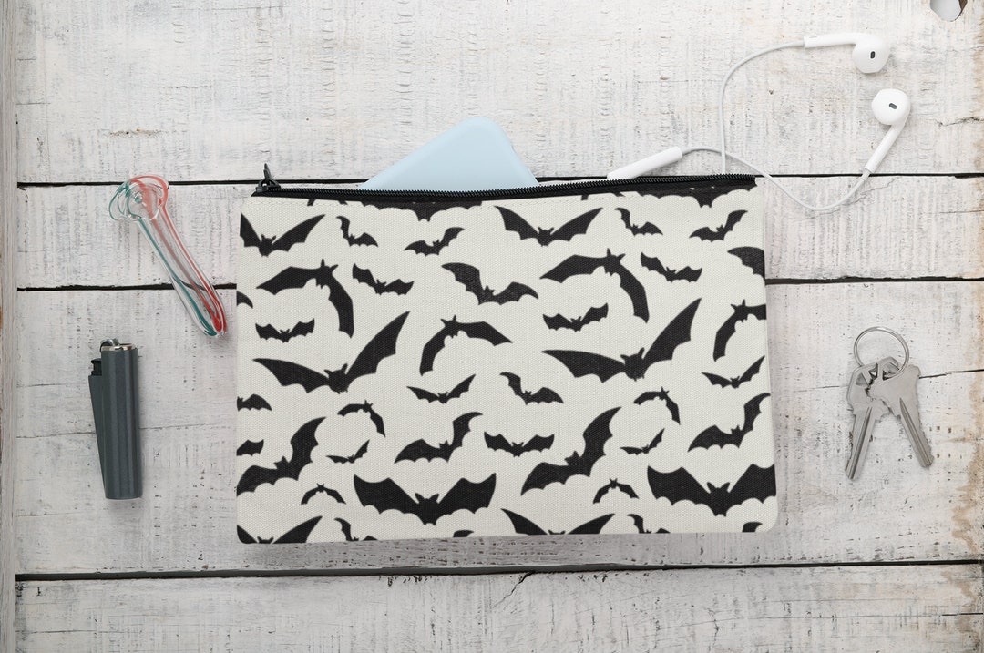Cute Goth Makeup Bag, Black Vampire Bat Accessory Pouch, Witchy ...