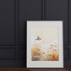 Bird and Wildflowers Printable Poster / Naturecore Watercolor Painting ...